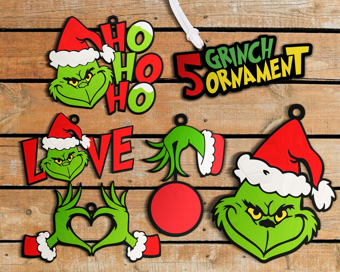 Grinch Face Ornament Laser Cut, Wood Christmas, Holiday Grinch Ornament ...