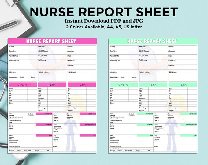 Nurse Report Sheet Version 2 - Etsy Canada