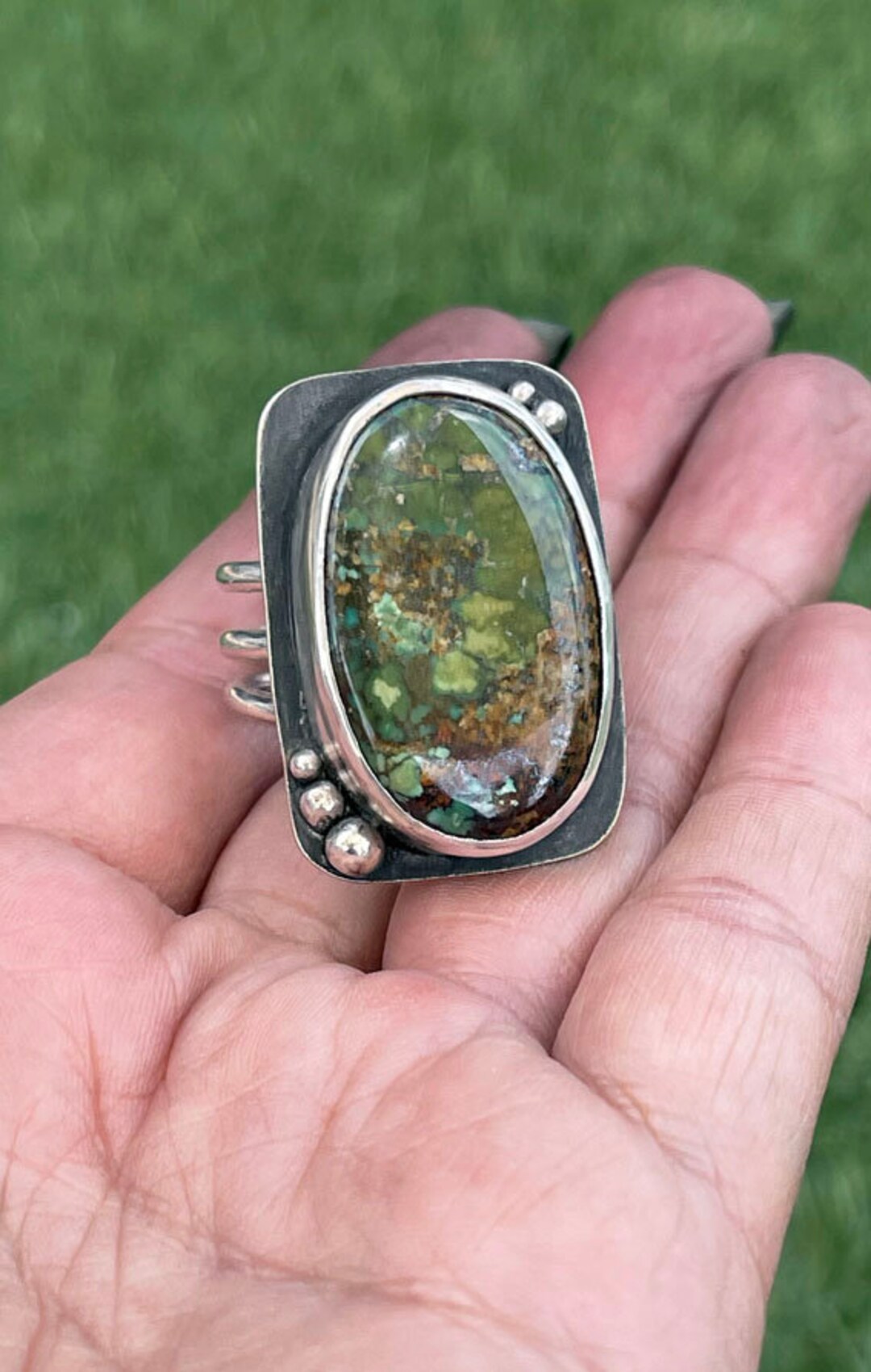 Deep Green Turquoise Ring - Etsy