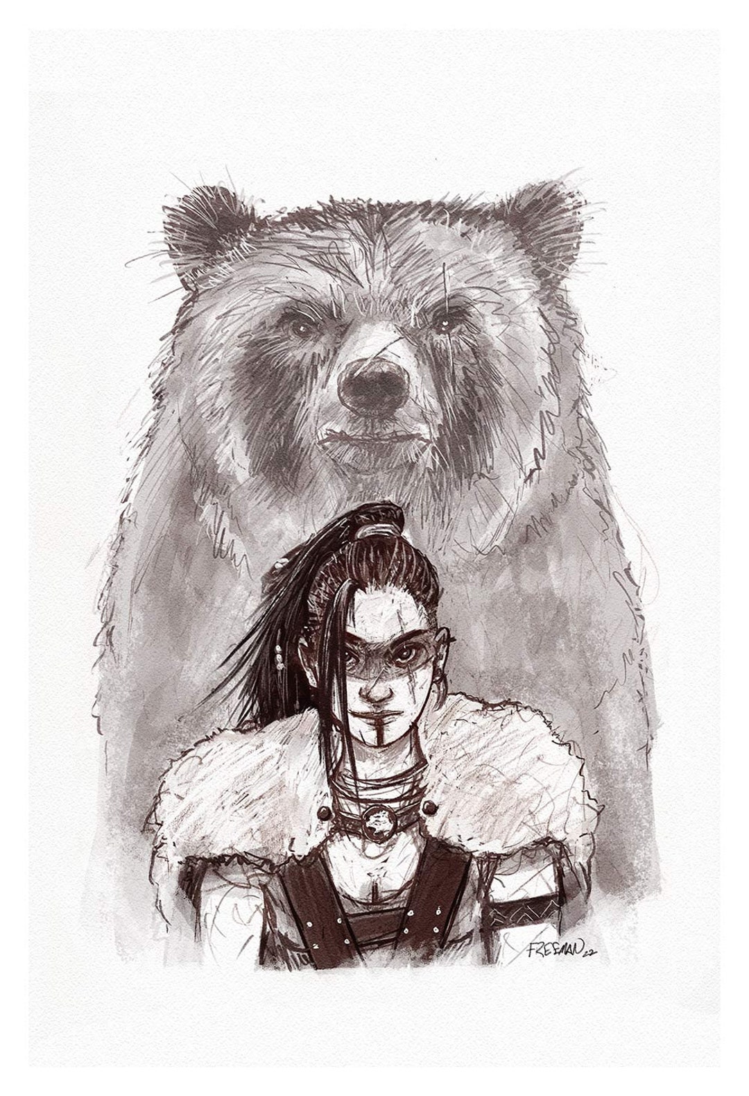 Bear Totem Barbarian - Fine Art Print, TTRPG Character, Dnd - Etsy