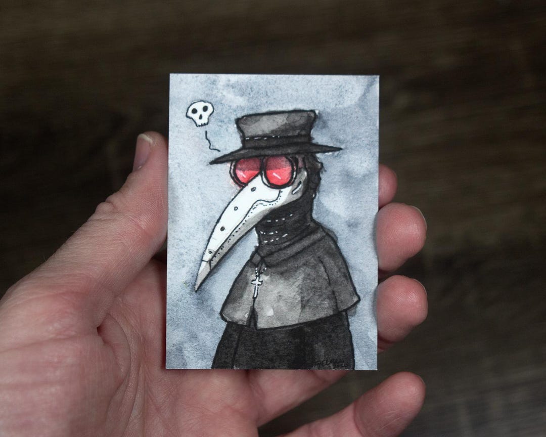 ACEO PRINT, Plague Doctor - Blue, Miniature Painting - Etsy