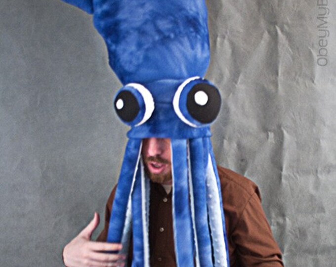 Giant Squid Fleece Hat Blue Tie-dye - Etsy