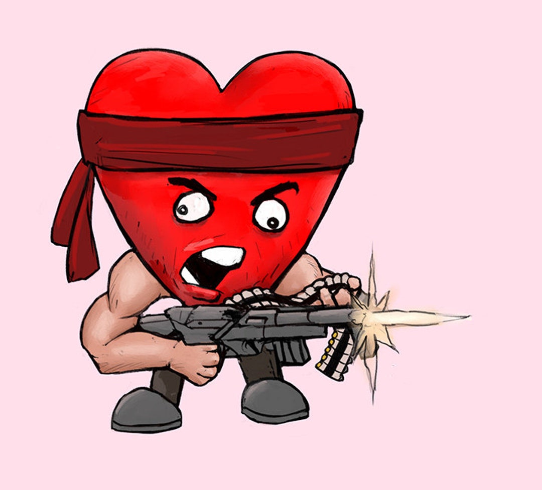 Valentines Day Heart Rambo, Weatherproof, Cute Sticker, Sticker ...