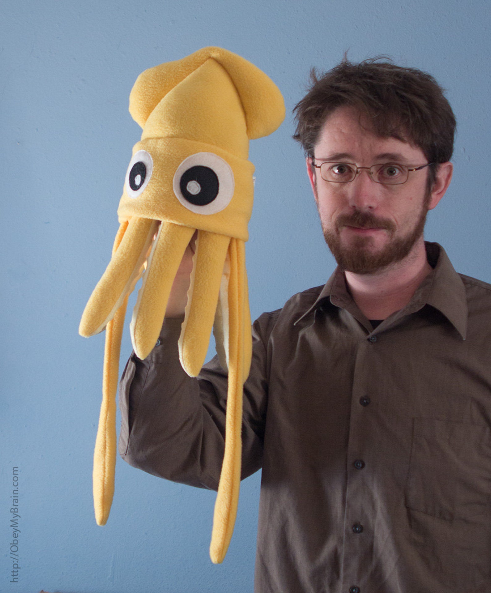 Plush Squid Hat Small Yellow Fleece | Etsy