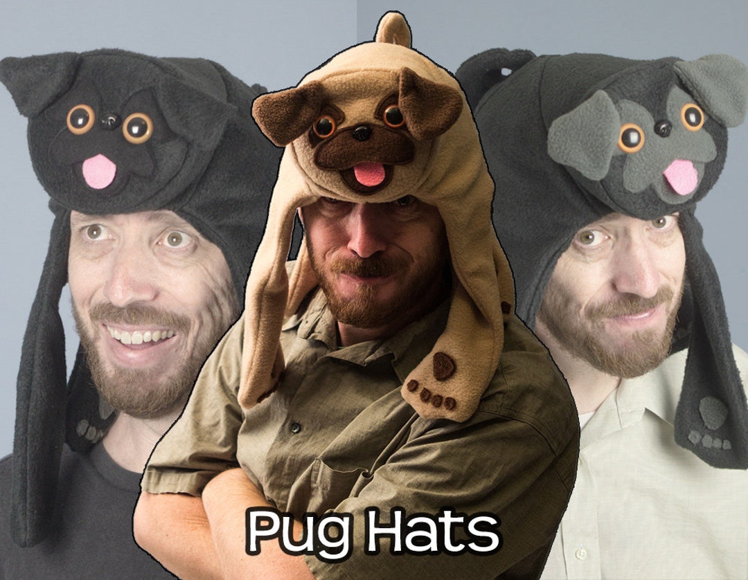 Pug Hat - Fleece Animal - Tan or Black - Etsy