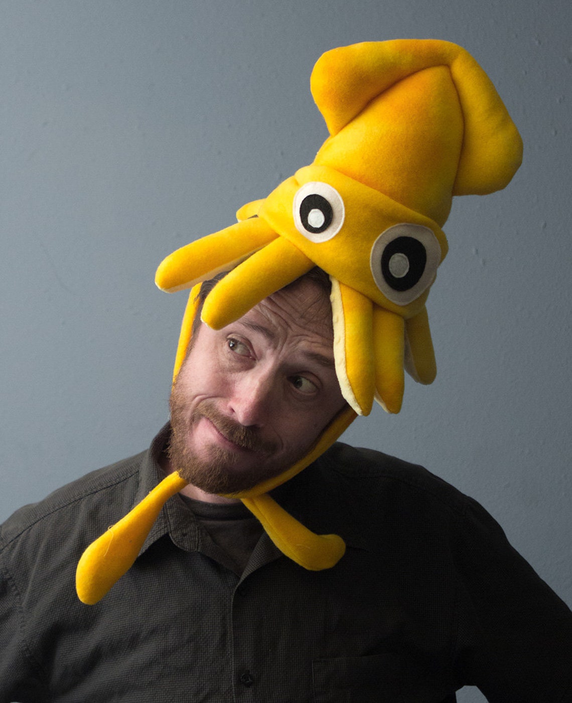 Small Fleece Squid Hat - Yellow Tie-dye, Handmade - Etsy
