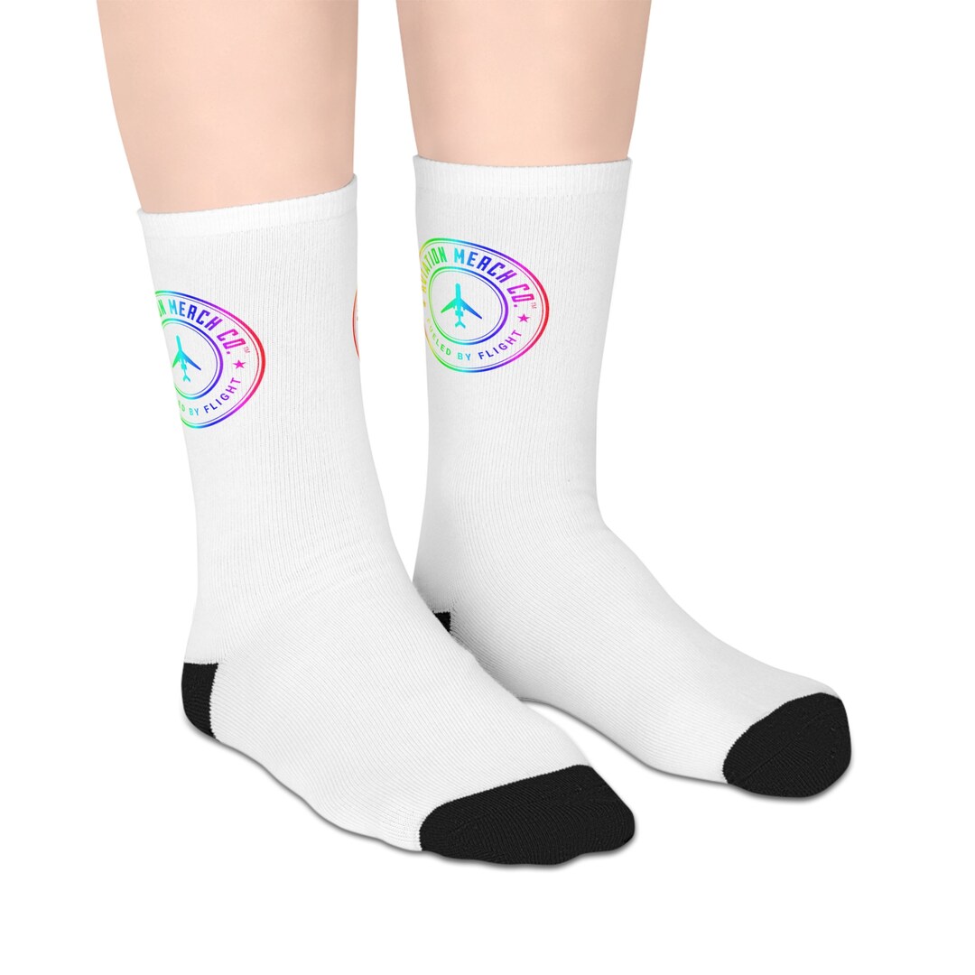 Aviation Merch Co. Rainbow Pride Logo LGBTQIA Mid-length Crew Socks - Etsy