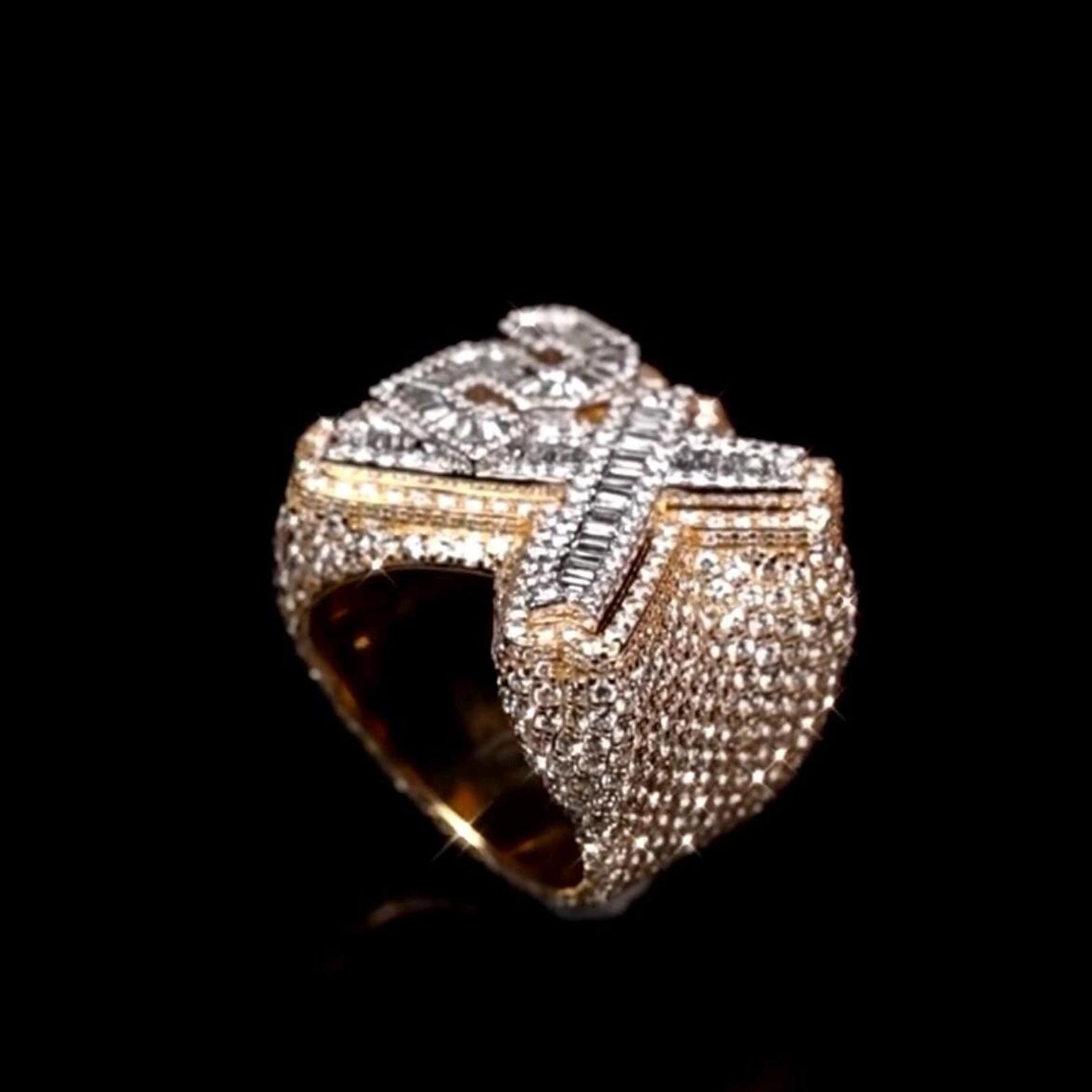 Custom Iced Out 2X Ring | Hip Hop Bling Jewelry | Baguette Moissanite ...