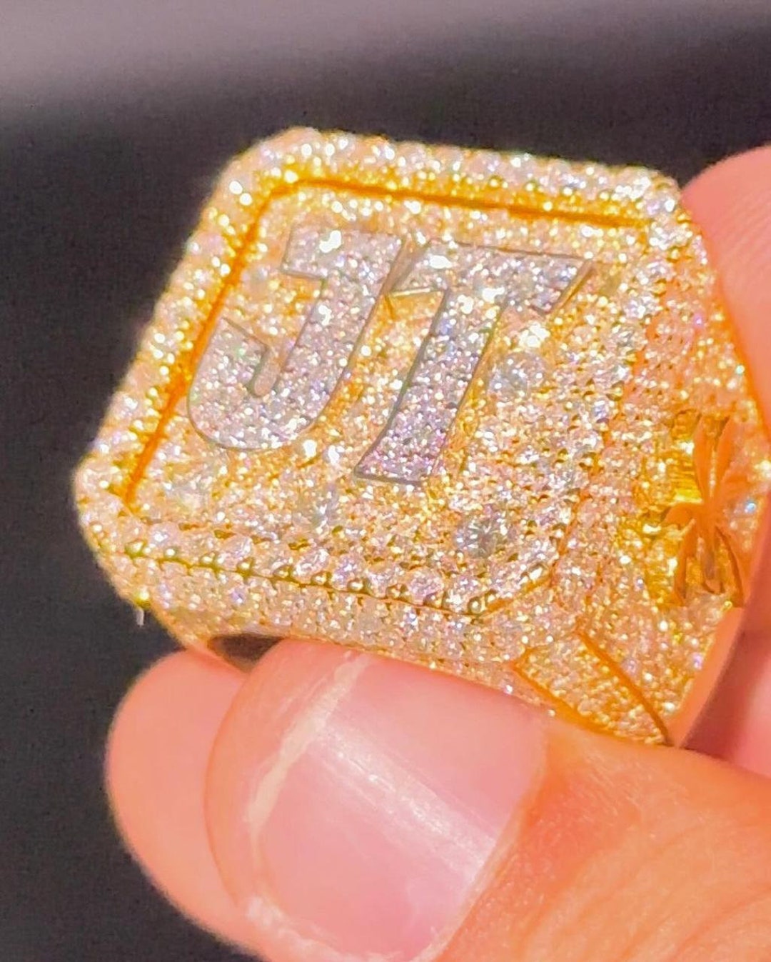 Iced Out Rings for Men, VVS Clarity Cubic Zircon / Moissanite ...