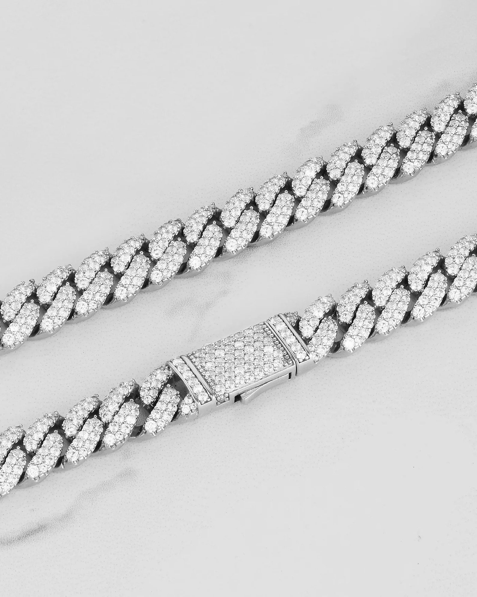 10mm Miami Cuban Link Prong Chain, Men-women Chain, Iced Cuban Necklace ...