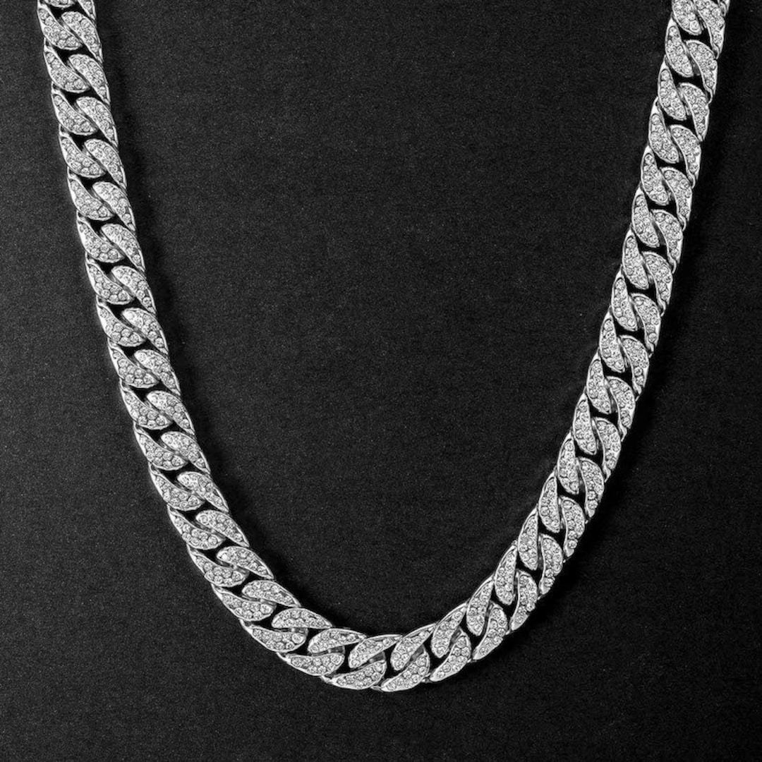 10MM Miami Cuban Link Prong Chain, Men/women Chain, Iced Cuban Necklace ...