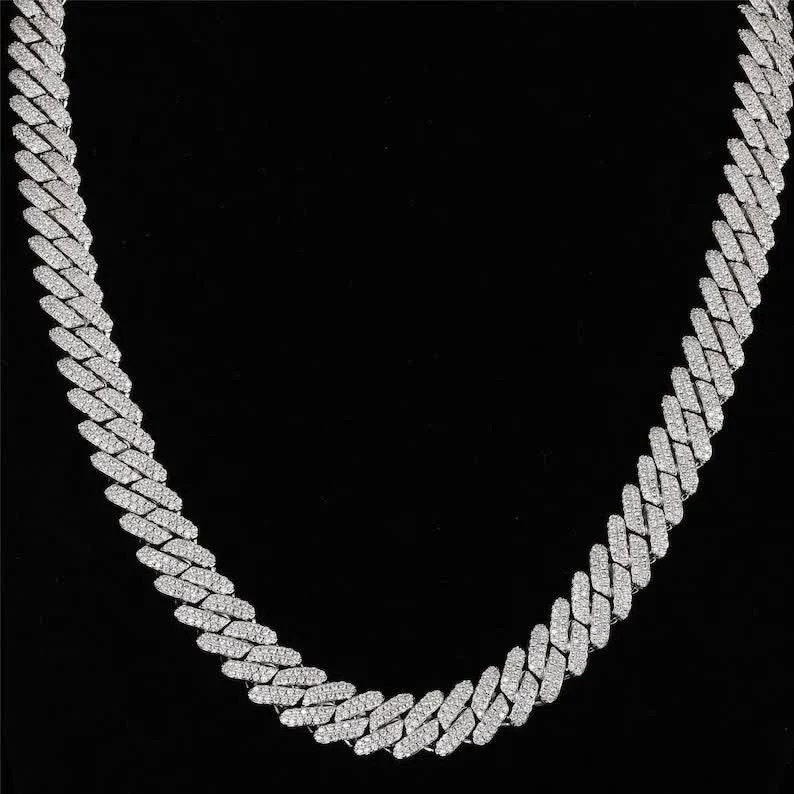 12 MM Miami Cuban Link Prong Chain, Men/women Chain, Iced Cuban ...