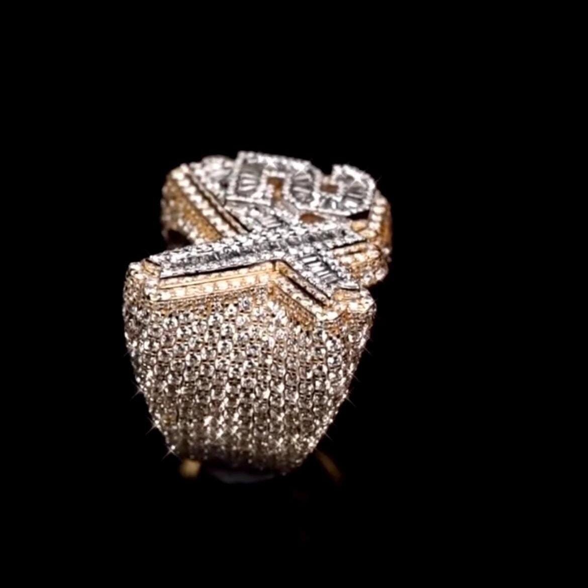 Custom Iced Out 2X Ring | Hip Hop Bling Jewelry | Baguette Moissanite ...