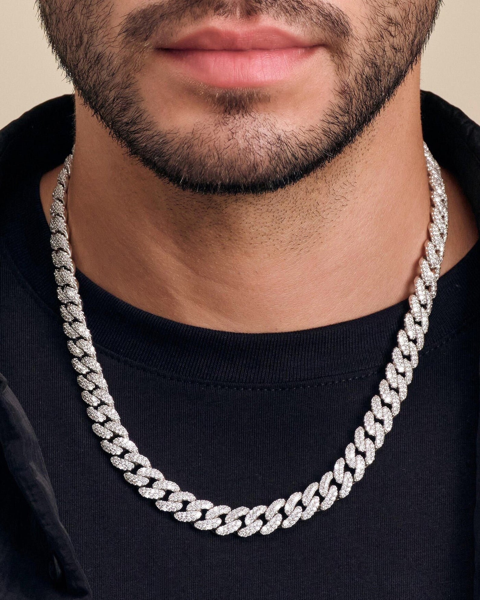 10mm Miami Cuban Link Prong Chain, Men-women Chain, Iced Cuban Necklace ...