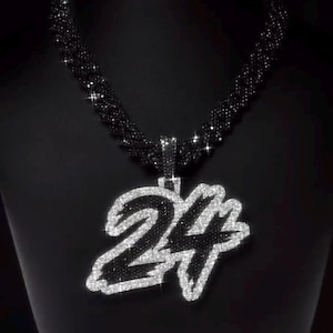 Custom Iced Out Number Pendant Hip Hop Jewelry | Black & White Chunky ...