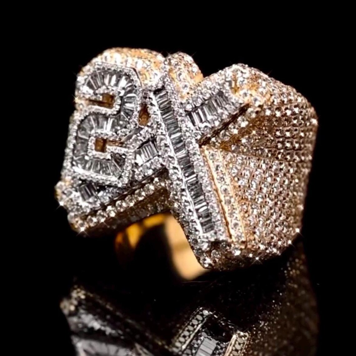Custom Iced Out 2X Ring | Hip Hop Bling Jewelry | Baguette Moissanite ...