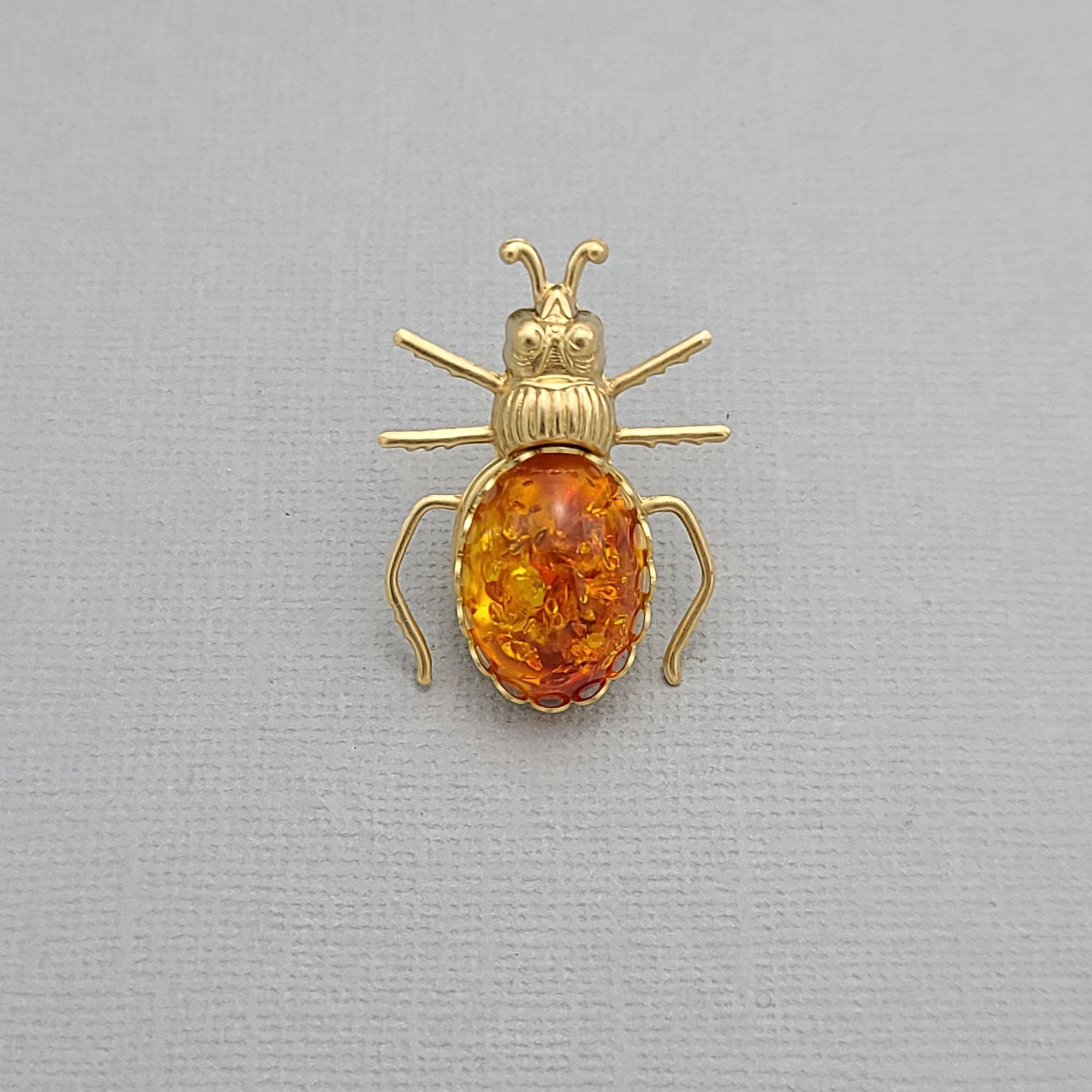 Beetle Brass With Amber Resin Stone Lapel Pin Brooch Pin for Jacket Hat ...