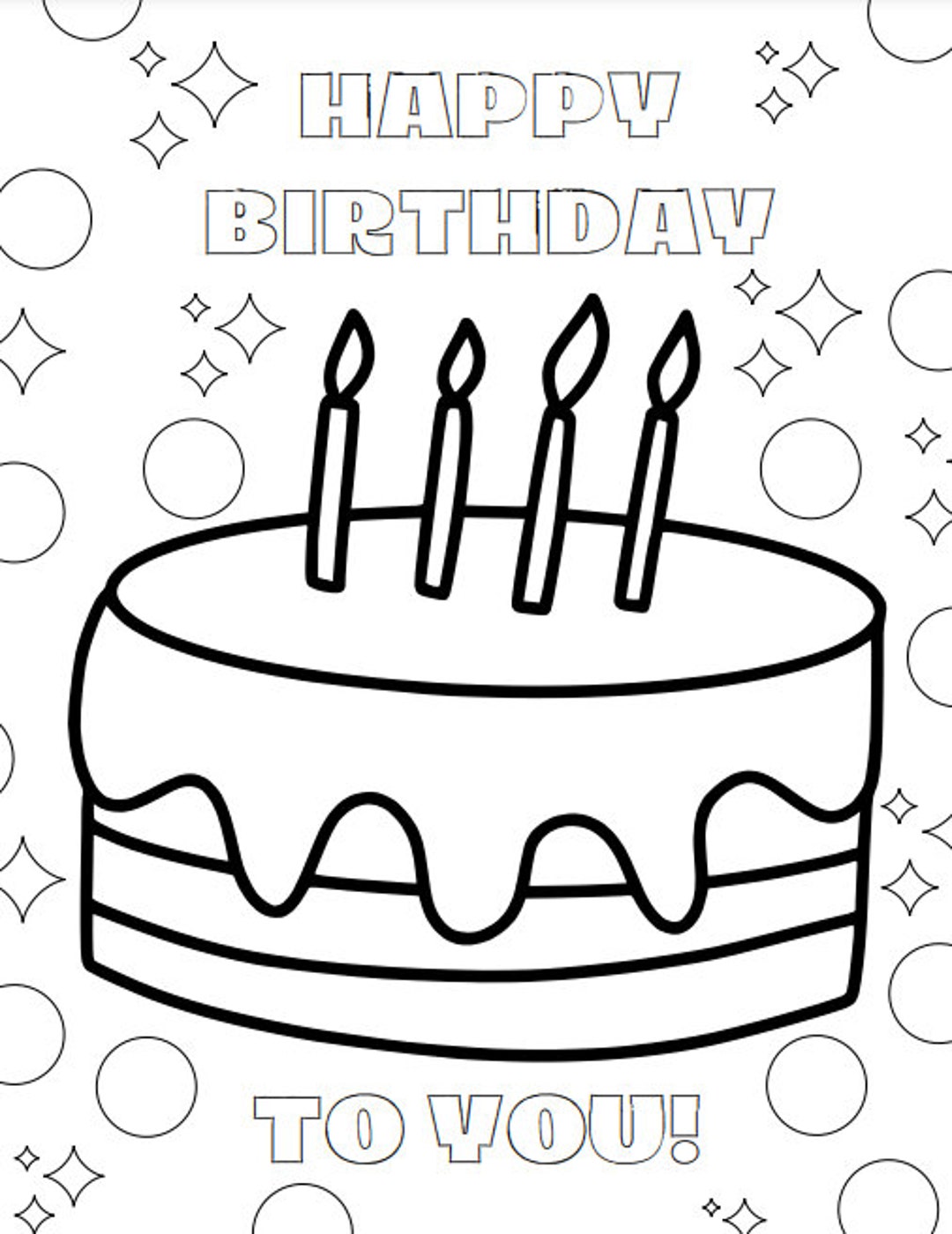 Happy Birthday Coloring Sheet - Etsy