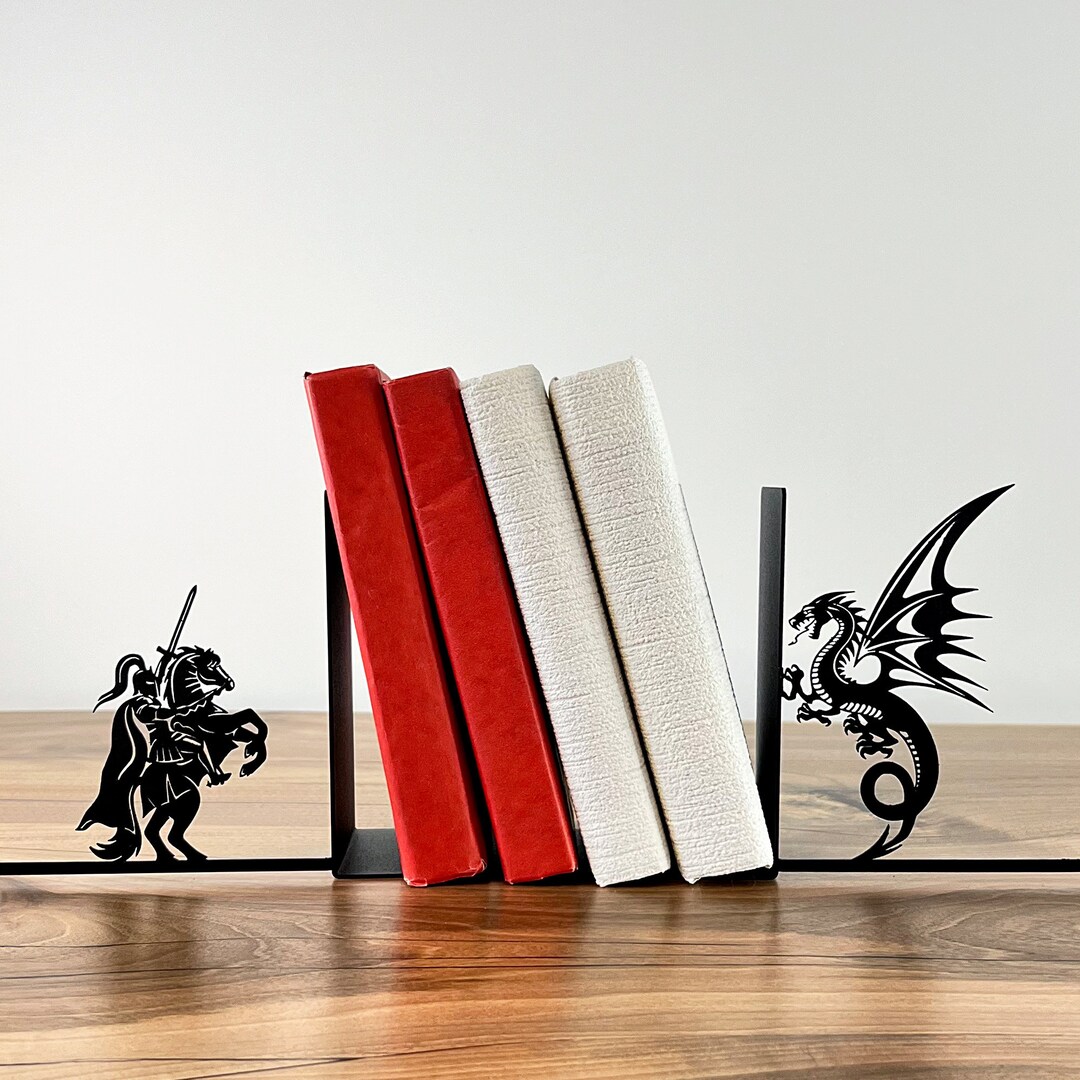 Bookends Knights in Battle Decor, Dragon Lovers Gift, Unique House ...