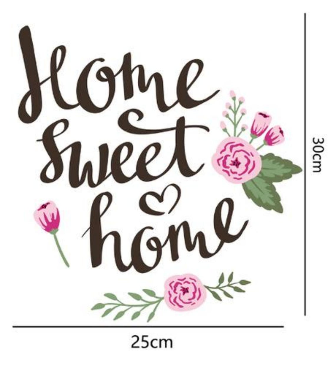 Home Sweet Home Sticker, Writing and Flowers Self-adhesive Stickers ...