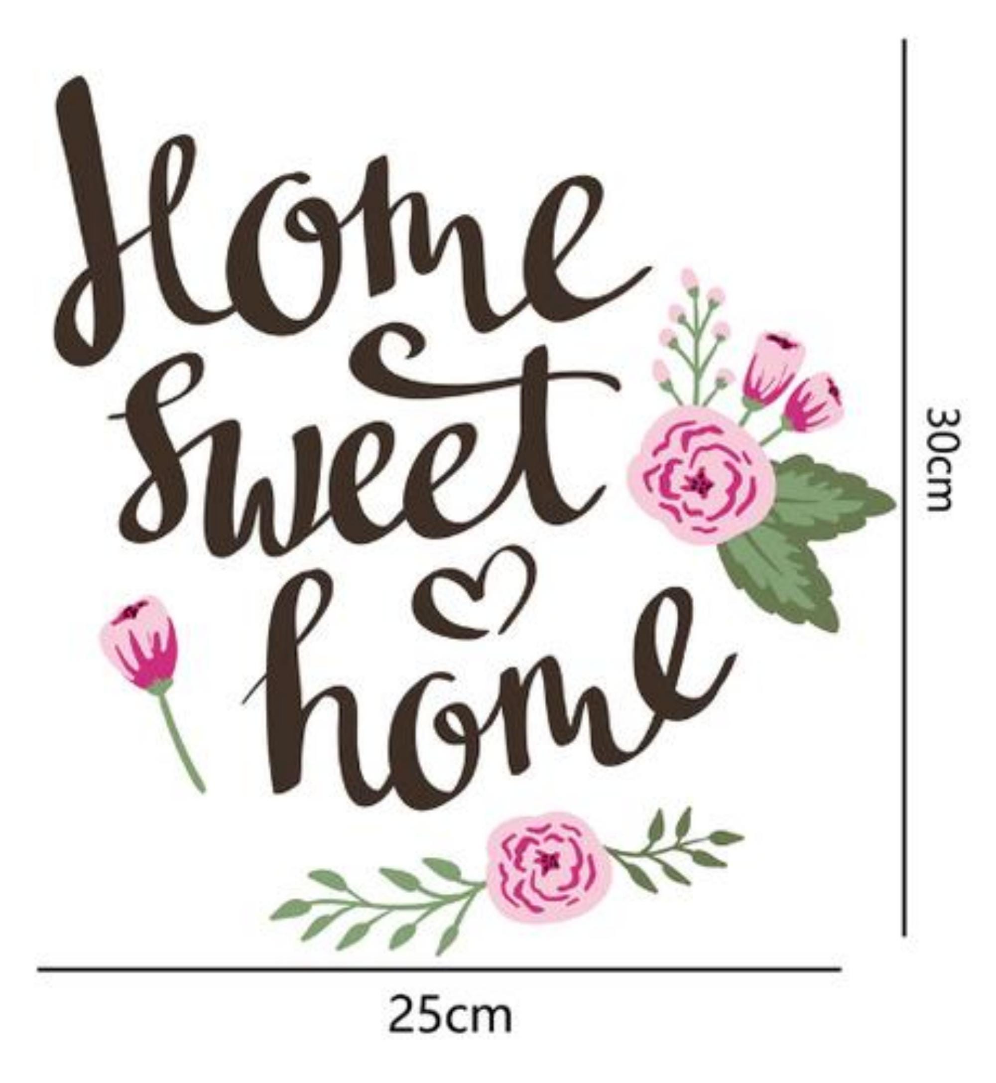 Home Sweet Home Sticker, Writing and Flowers Self-adhesive Stickers ...