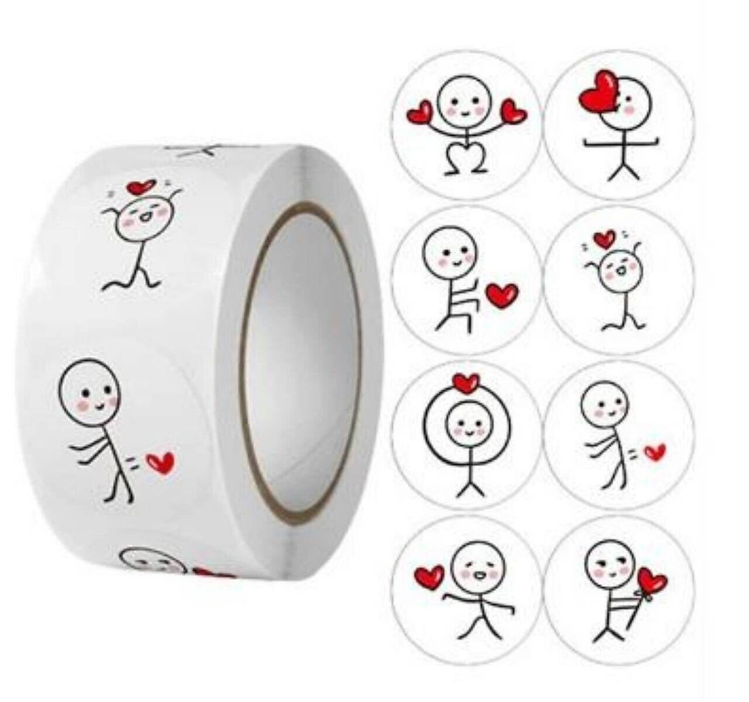 Stick Man Sticker, Cute Figures With Heart Self-adhesive Stickers - Etsy