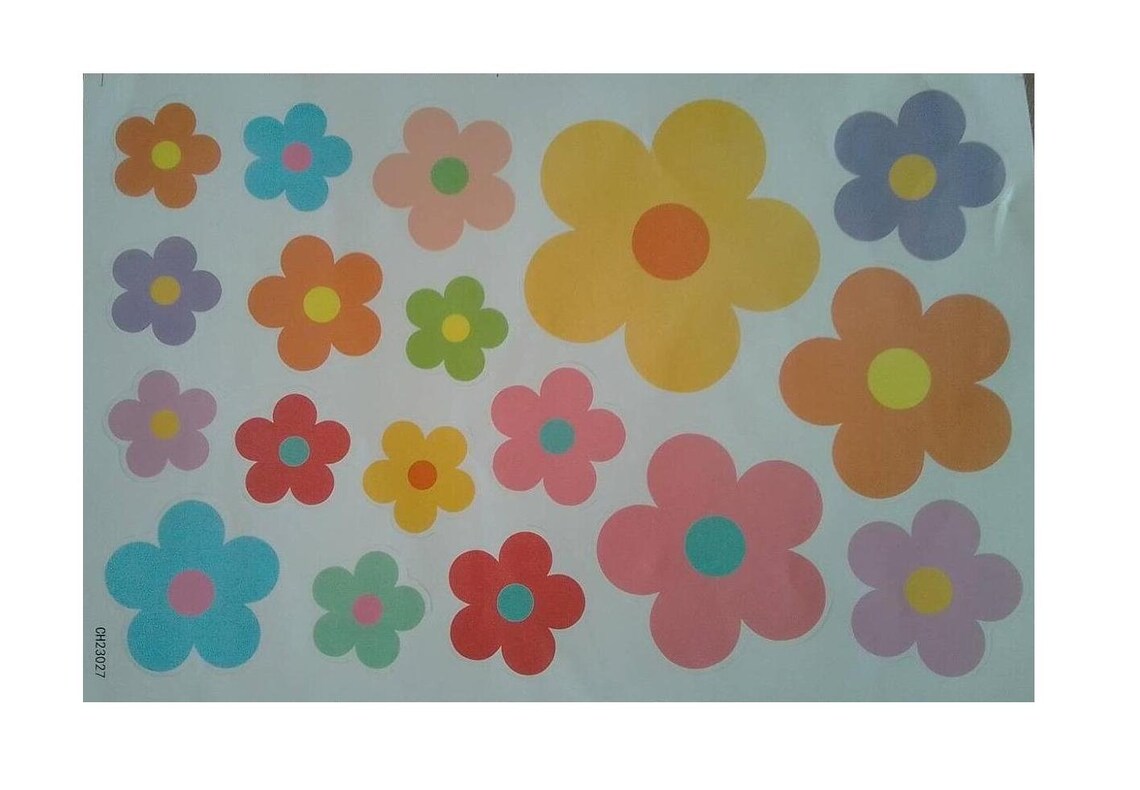Colorful Flowers Stickers, Cute Flowers Self-adhesive Stickers, 30x20cm ...