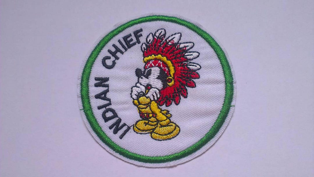 Mickey Mouse Iron on Applique, Mickey Indian Chief Iron on Patch ...