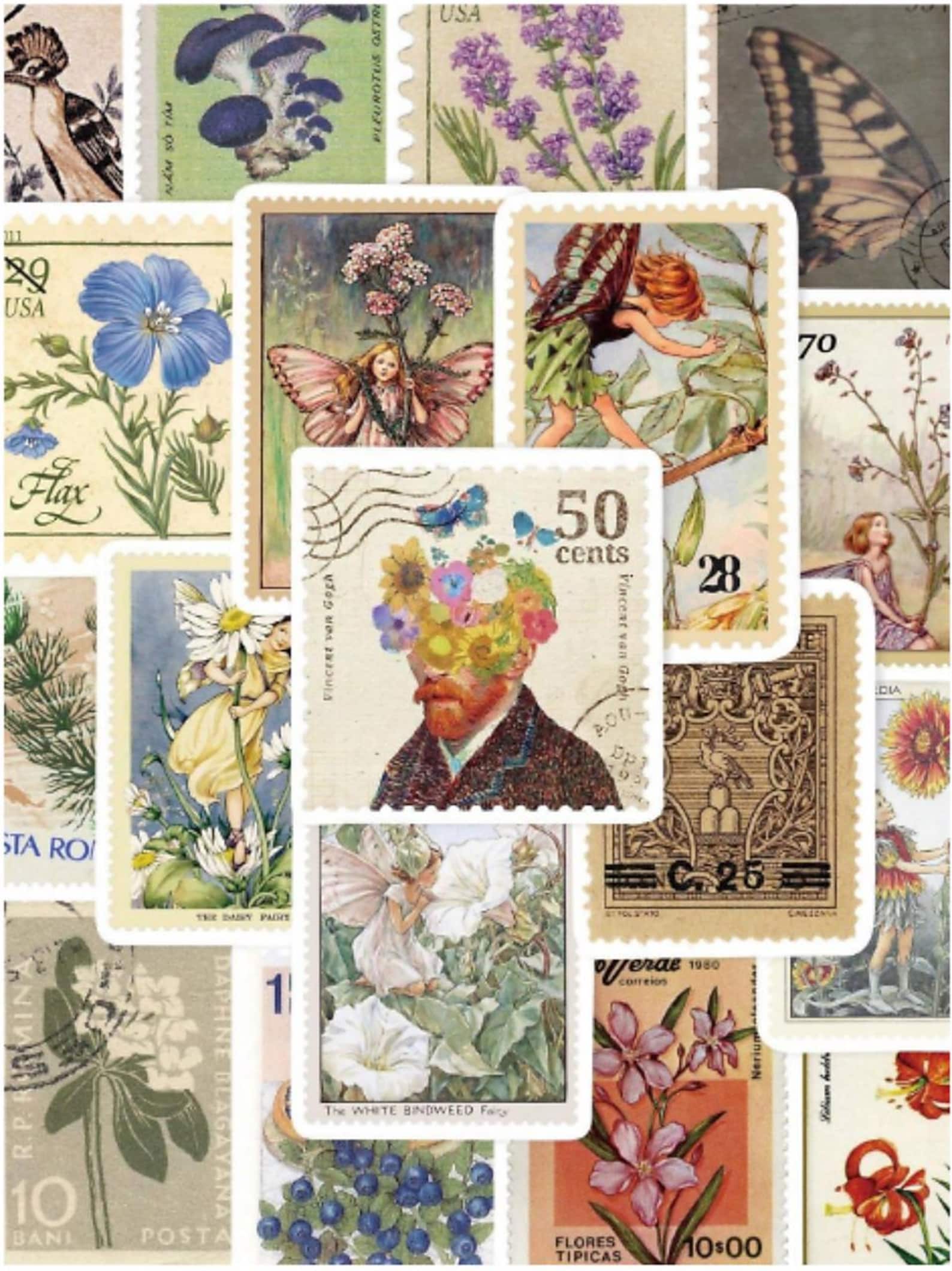 50pcs Postage Stamps Stickers Retro, Self-adhesive Stickers ...