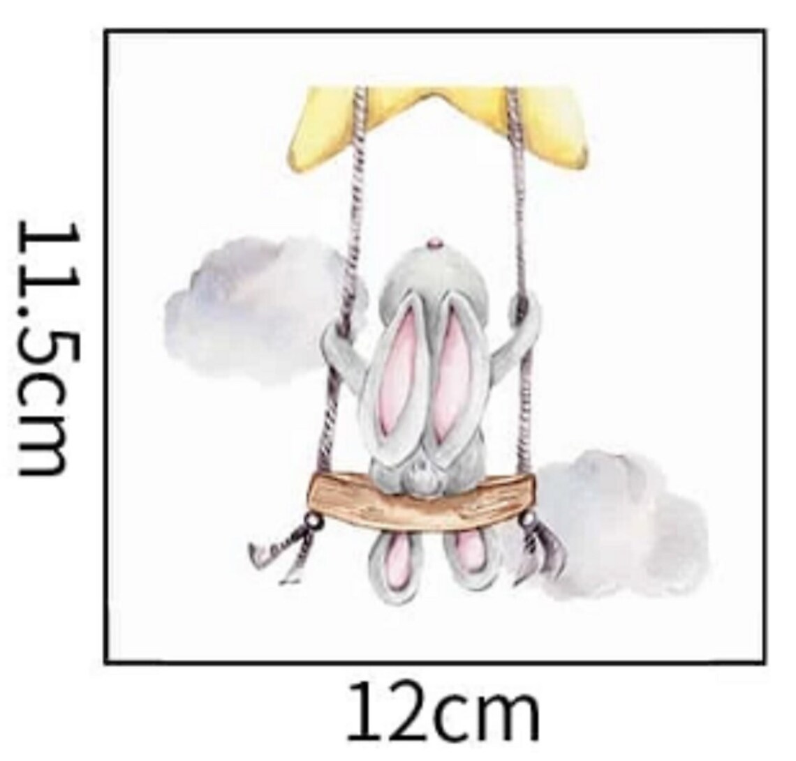 Bunny on a Swing Sticker, Cute Rabbit Self-adhesive Stickers, 12x11,5cm ...