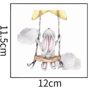 Bunny on a Swing Sticker, Cute Rabbit Self-adhesive Stickers, 12x11,5cm ...