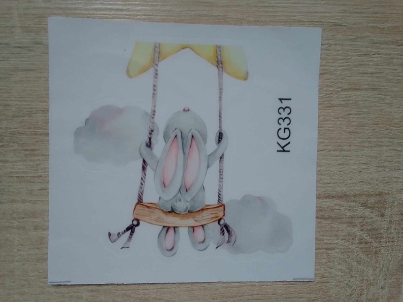 Bunny on a Swing Sticker, Cute Rabbit Self-adhesive Stickers, 12x11,5cm ...