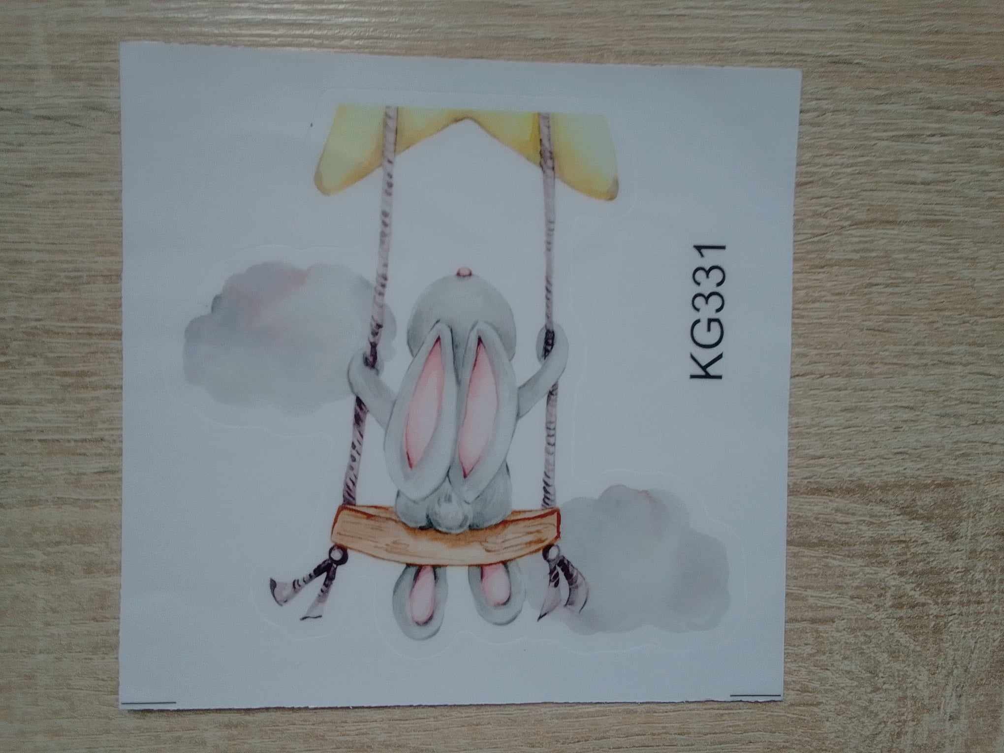 Bunny on a Swing Sticker, Cute Rabbit Self-adhesive Stickers, 12x11,5cm ...