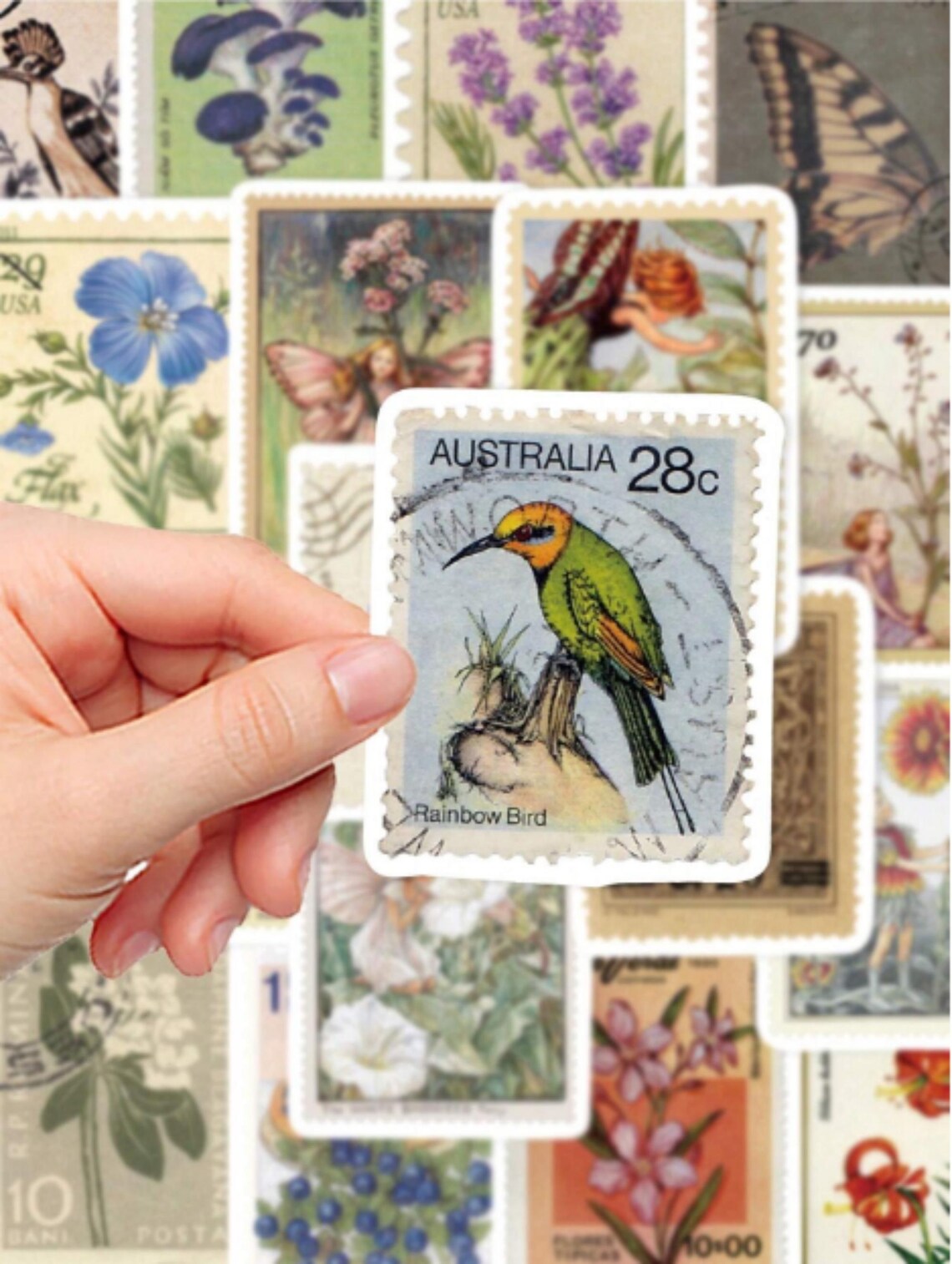 50pcs Postage Stamps Stickers Retro, Self-adhesive Stickers ...