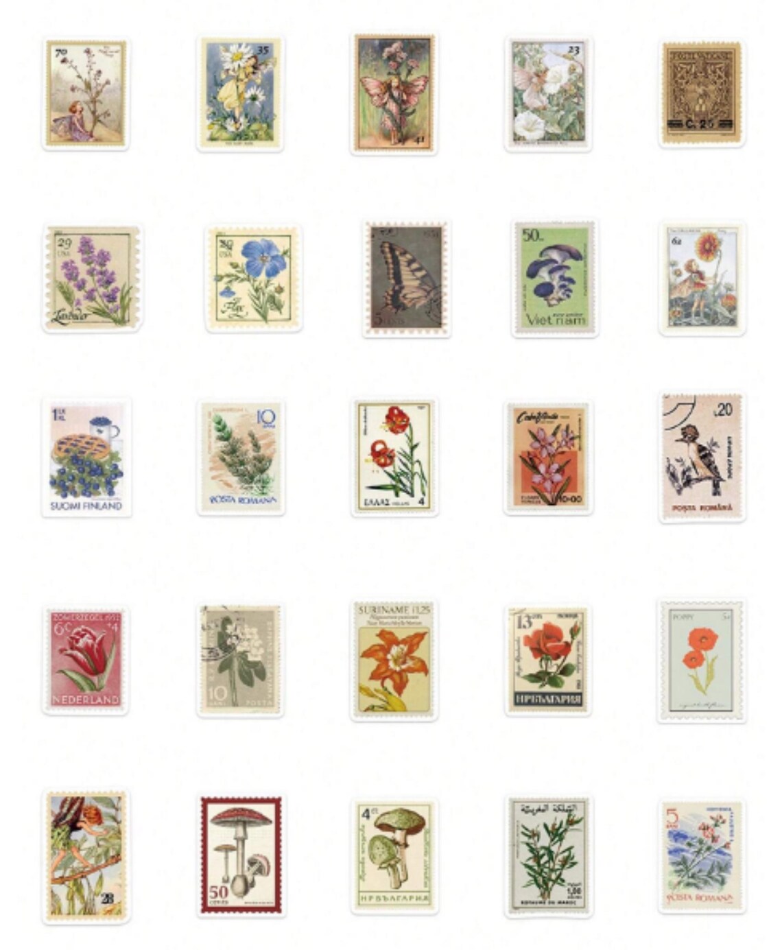 50pcs Postage Stamps Stickers Retro, Self-adhesive Stickers ...