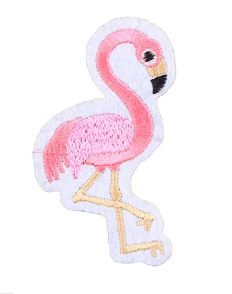Flamingo Iron on Applique, Pink Bird Iron on Patch, Iron-on Application ...