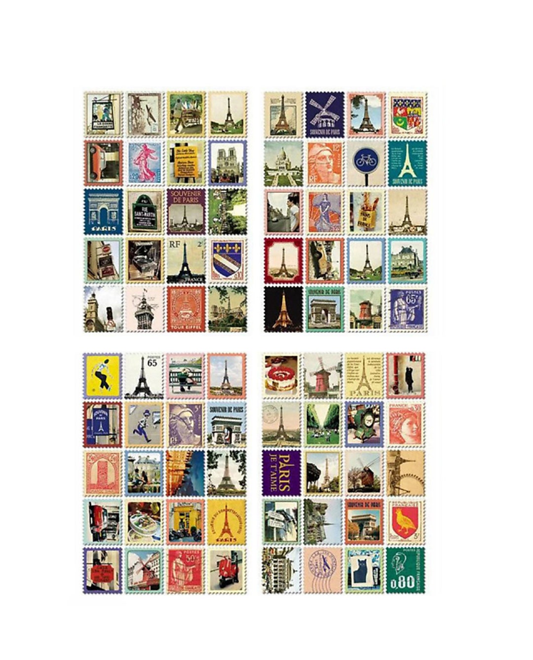 Paris Vintage Postage Stamp Stickers, City of Paris Postage Stamp ...