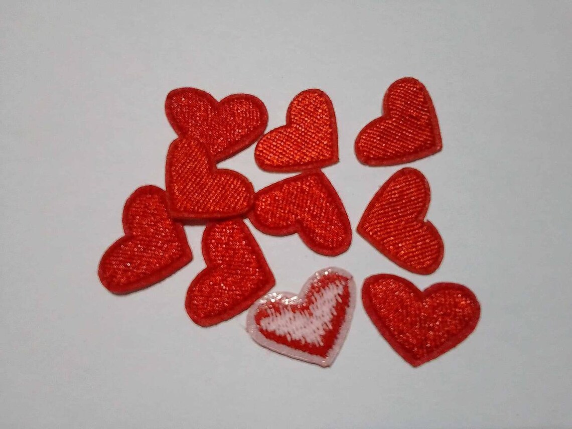 Mini Red Heart Iron on Applique, Cute Heart Iron on Patch, Iron-on ...