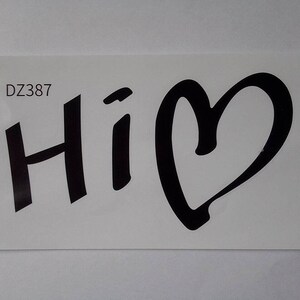 Writing Word Hi With Heart Sticker, Cute Self-adhesive Stickers, 10x8cm ...