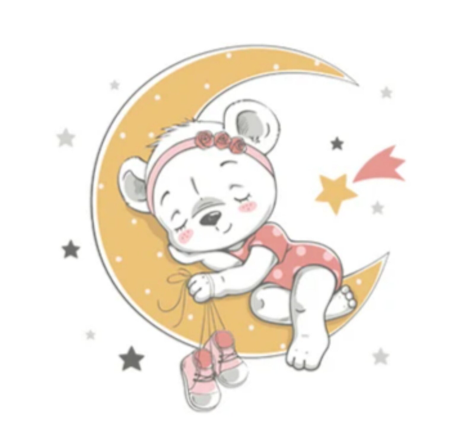 Bear Girl on the Moon Iron on Applique, Cute Teddy Bear Iron on Patch ...