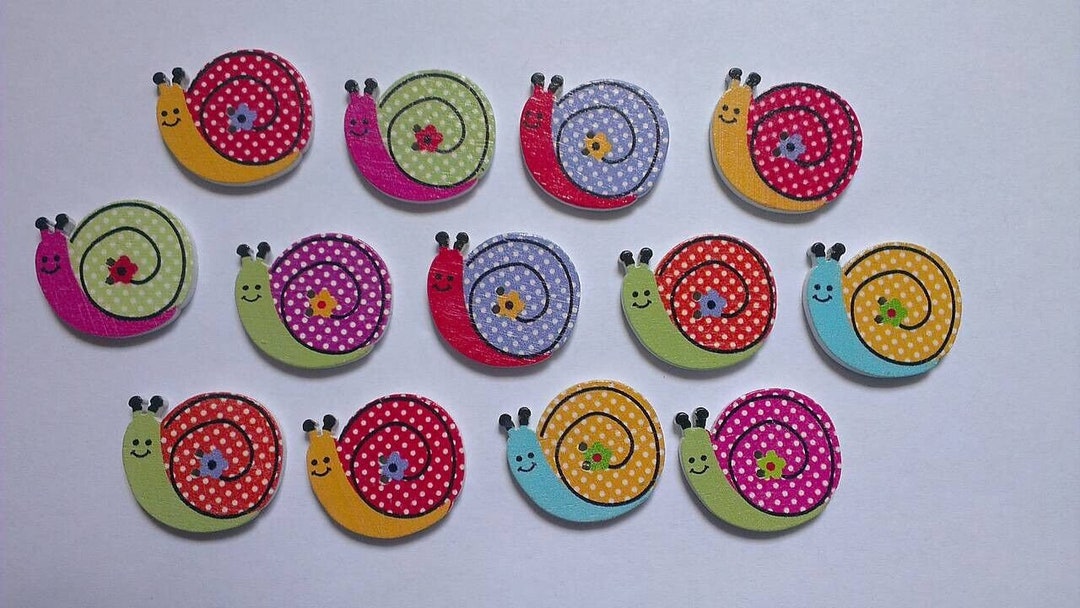 5 Pcs Snail Buttons, Cute Wooden Colored Snails Buttons, for ...
