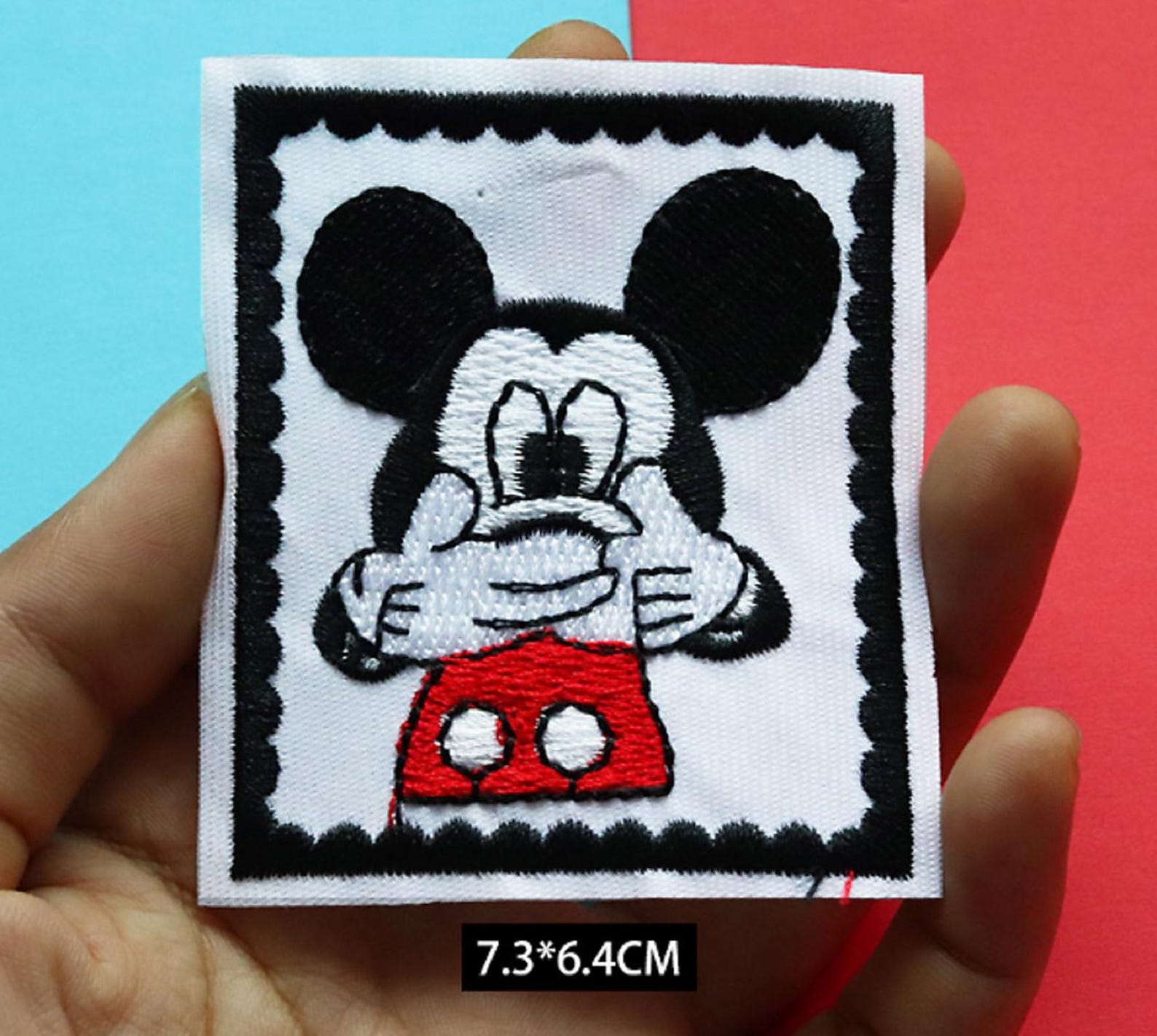 Mickey Mouse Iron on Applique, Mickey Postage Stamp Iron on Patch ...