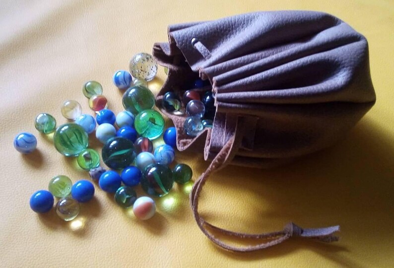 Brown Pouch 14cm, Fabric Pocket for Coins Money Keys Toys Dice Jewelry ...