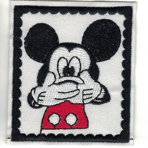Mickey Mouse Iron on Applique, Mickey Postage Stamp Iron on Patch ...