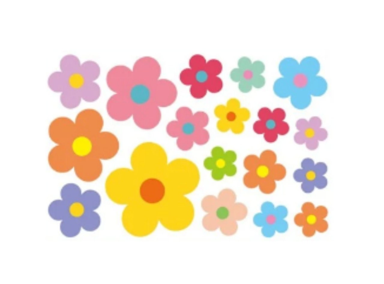 Colorful Flowers Stickers, Cute Flowers Self-adhesive Stickers, 30x20cm ...