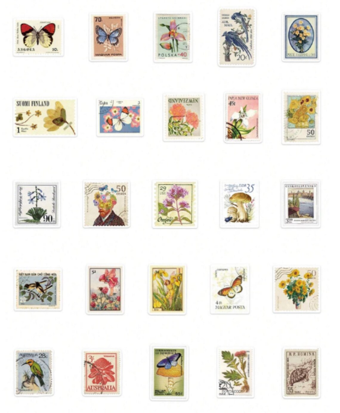 50pcs Postage Stamps Stickers Retro, Self-adhesive Stickers ...
