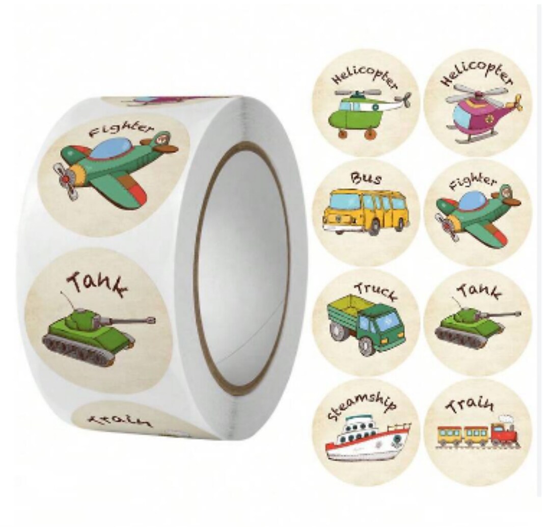 Means of Transport Sticker 20pcs, Train Bus Fighter Truck Helicopter ...