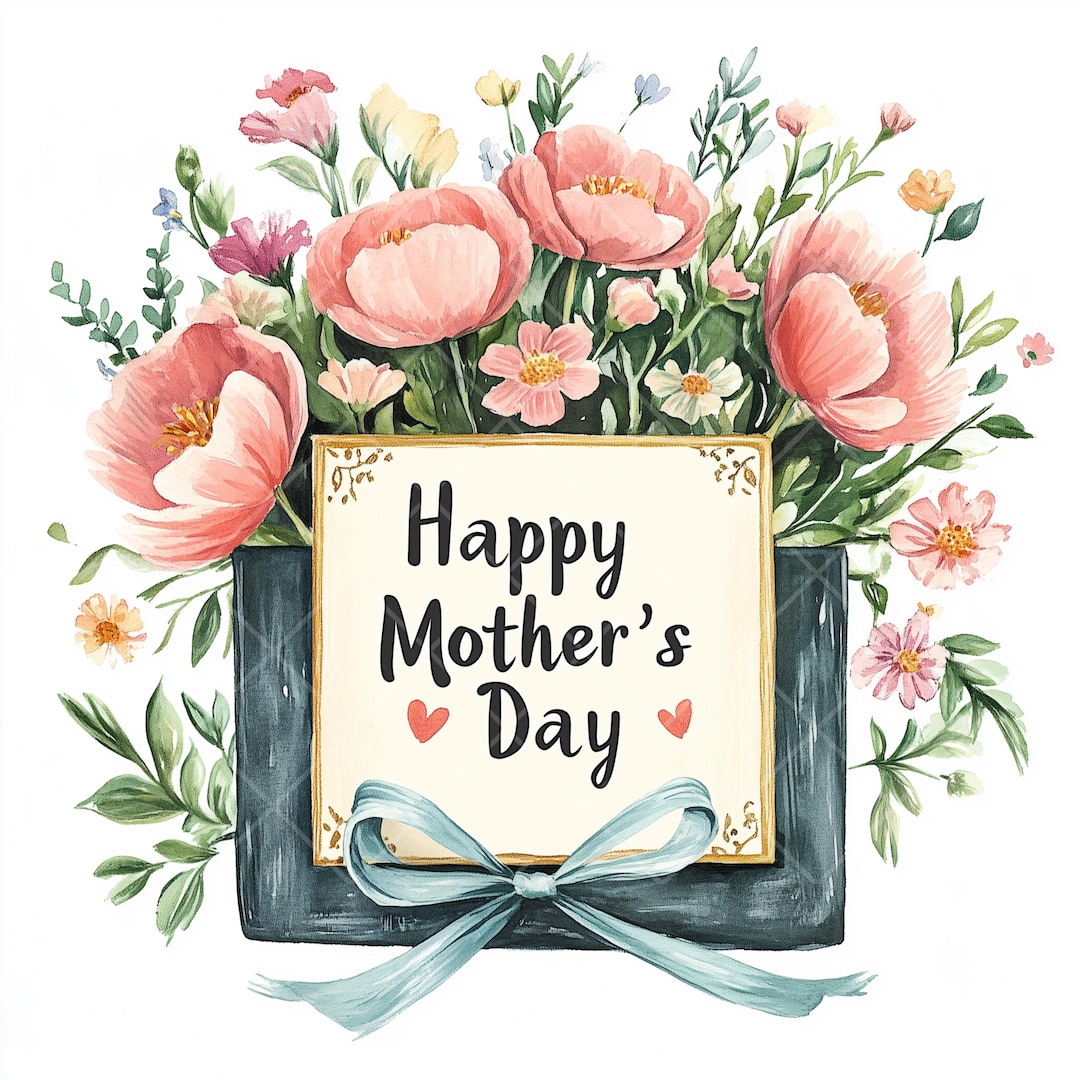 Watercolor Happy Mother’s Day Clipart –10 JPG Flowers ,elegant Floral ...