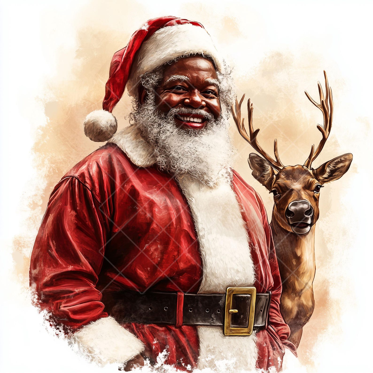 23 Black Santa Clipart JPG, African American Christmas Illustration ...