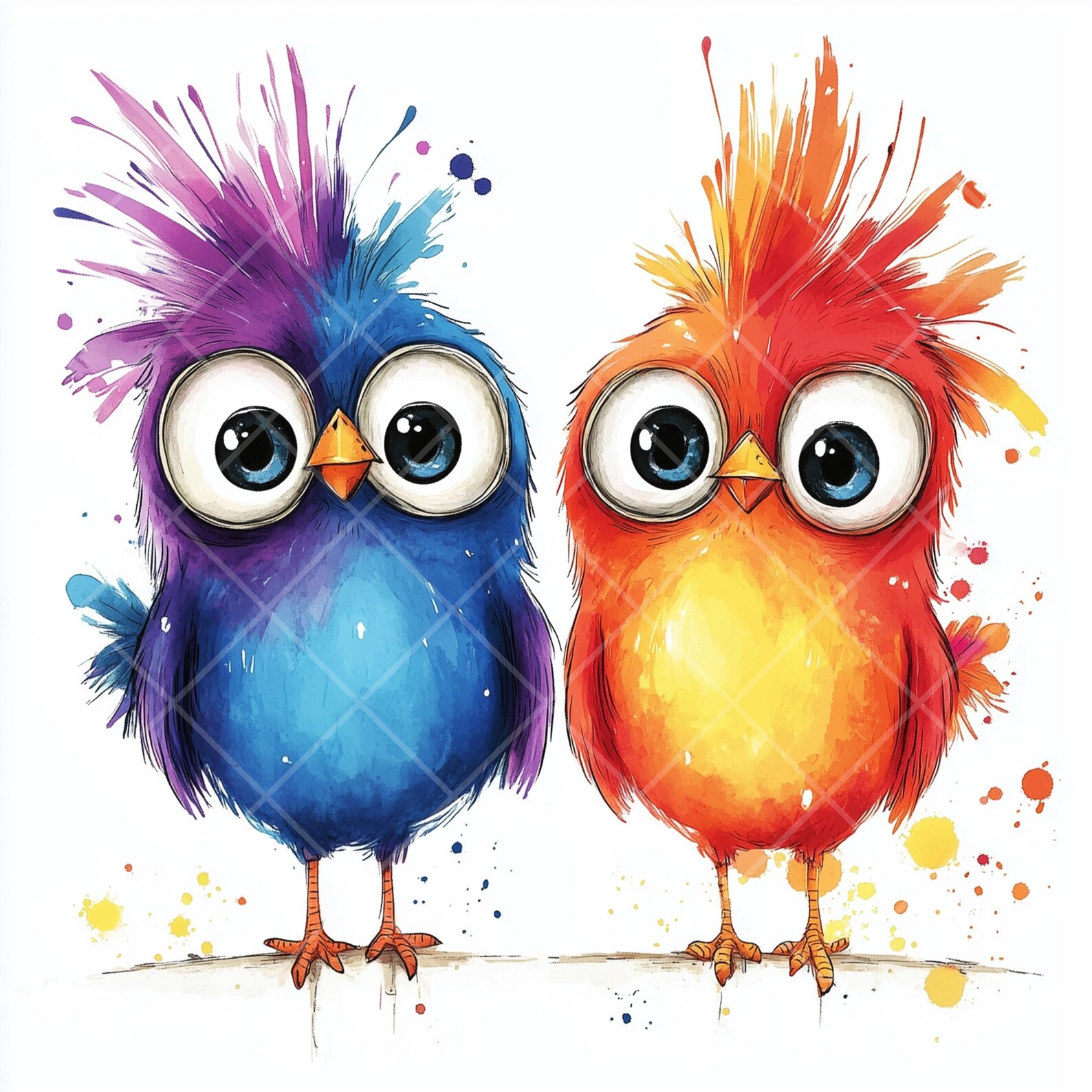 Whimsical Birds Clipart Bundle: Funny Aquarell Bird Jpgs (digital ...